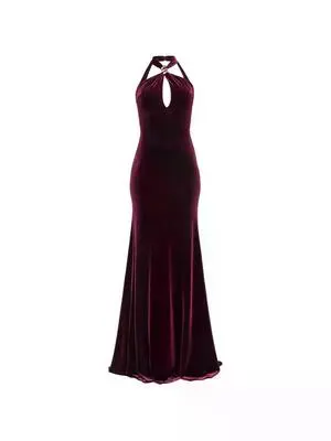 NISSA Open-back Velvet Maxi Dress