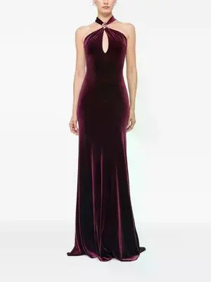 NISSA Open-back Velvet Maxi Dress