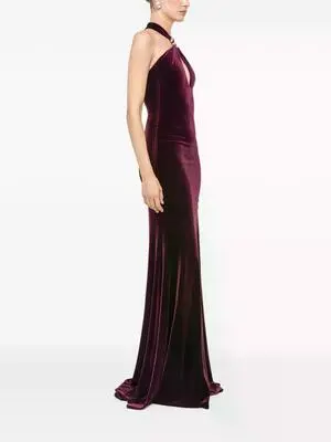 NISSA Open-back Velvet Maxi Dress