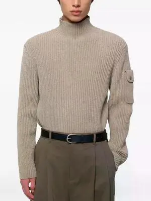 AMOMENTO Ribbed Velvet-knit Sweater