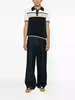 Casablanca Striped Logo-patch Polo Shirt