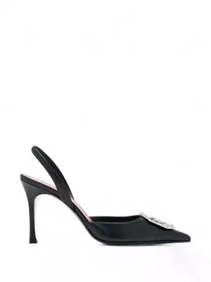 Amina Muaddi Camelia Crystal-embellished Slingback Pumps