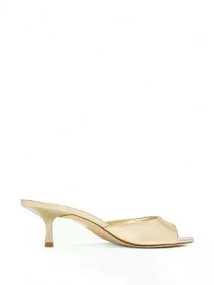 STUART WEITZMAN Lexington 50 Leather Heeled Sandals - Gold