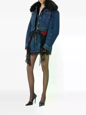 Blumarine Faux-fur Collar Denim Jacket