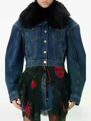 Blumarine Faux-fur Collar Denim Jacket
