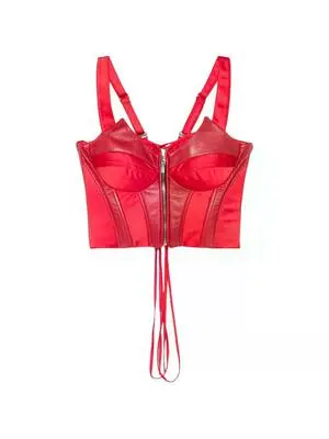MITILIANE COUTURE Leather-panelled Corset Top