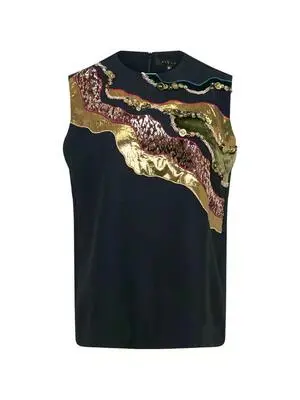 Biyan Embellished Gabardine Sleeveless Top