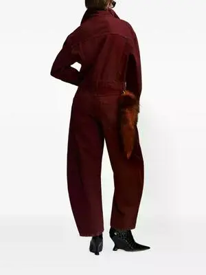 Essentiel Antwerp Barrel-leg Jewel-button Jumpsuit - Red