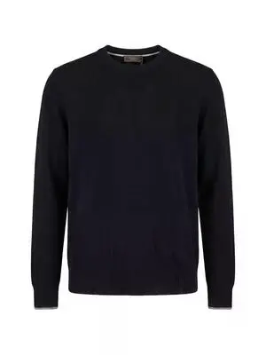 Peserico Contrast-trim Crew-neck Sweater - Black