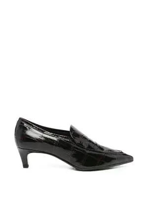 LORENA PAGGI Croc-effect Pointed-toe Pumps - Red