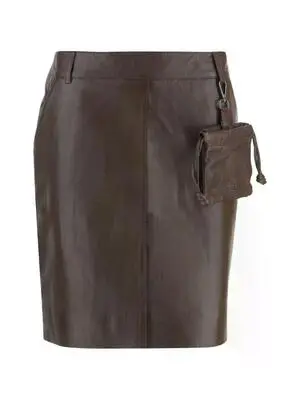 THE GARMENT Soho Detachable-pouch Leather Midi Skirt
