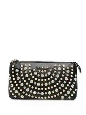 LA CARRIE Crystal-embellished Faux-pearl Cross Body Bag - Black