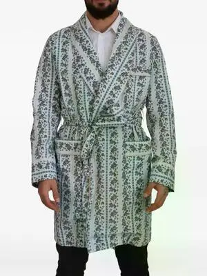 Dolce & Gabbana Floral-print Cotton Robe - Blue