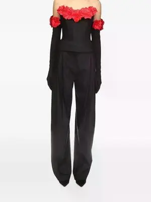 David Koma Pleated Wide-leg Trousers - Black