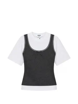 MSGM Layered Lace-trim T-shirt - White