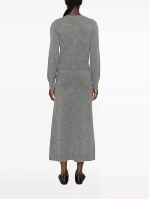 Sandro Argyle-knit Scarf-detail Wool Cardigan