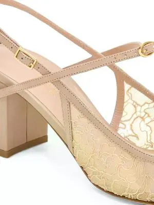 Jennifer Chamandi Mattia 65 Lace-panelled Calf Leather Pumps