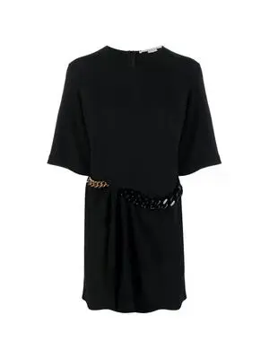 Stella McCartney Falabella Chain-link Gathered Mini Dress - Black