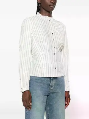 Maje Striped Victorian-collar Blouse