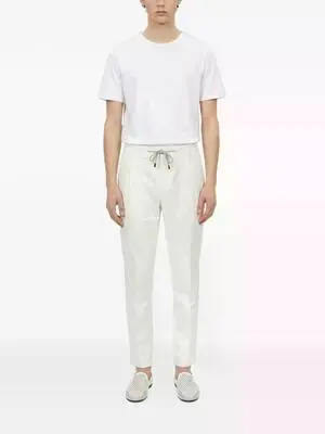 Eleventy Drawstring-waist Pleated Trousers - White