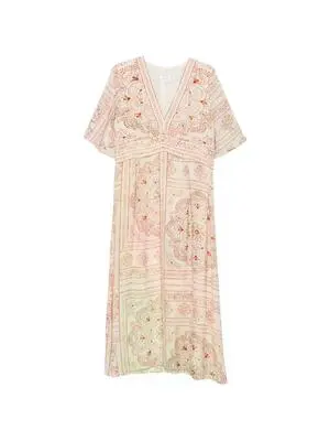 Maison123 Paisley-print V-neck Midi Dress