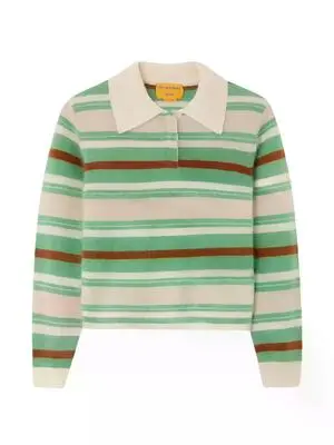 Guest In Residence Striped Polo-collar Sweater - Neutrals