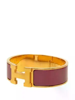 Hermès 2010-2026 Wide Enamel Clic Clac H Bracelet Pm Costume Bracelet - Red
