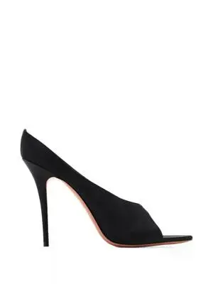 Amina Muaddi Anok Satin Sandals - Black