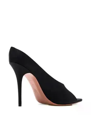 Amina Muaddi Anok Satin Sandals - Black
