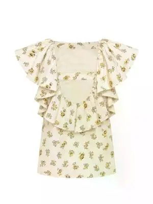 ALEMAIS Carrie Ruffled Floral-print Dress - White