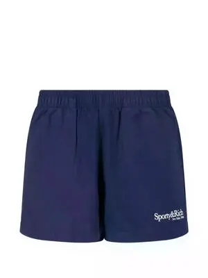 Sporty & Rich Logo-print Cotton Shorts - Blue