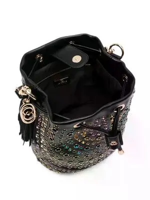 LA CARRIE Stud-embellished Leather Bucket Bag