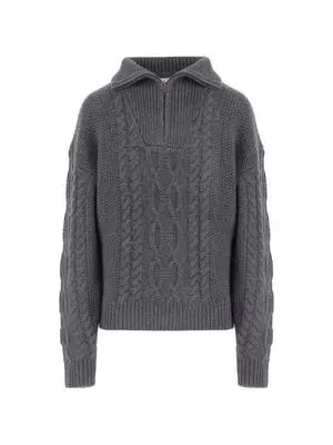 THE GARMENT Cable-knit Quarter-zip Sweater - Grey