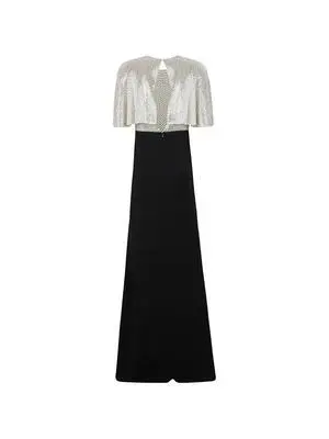 Roland Mouret Sequin-embellished Cape-overlay Maxi Dress - Black