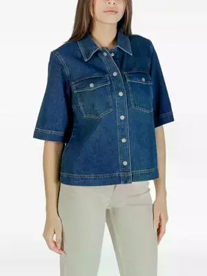 Only Short-sleeve Denim Shirt - Blue