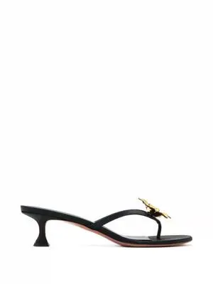 Amina Muaddi Vittoria Flower-embellished Sandals - Black