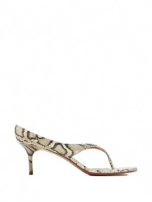 Amina Muaddi Alexandra Snake-effect Sandals - Neutrals
