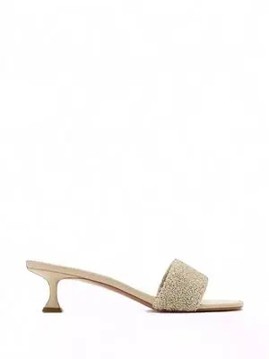 Amina Muaddi Andreea Raffia Sandals - Neutrals