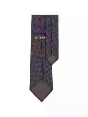 Boggi Milano Formal Tie Geometric Motif Jacquard Silk - Blue