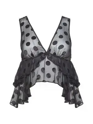 FLEUR DU MAL Polka-dot Ruffled Blouse