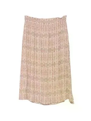 MAISON123 Batik-print Shirred-waist Midi Skirt - Neutrals