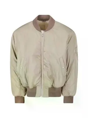 Auralee Shearling-lined Silk Bomber Jacket - Neutrals