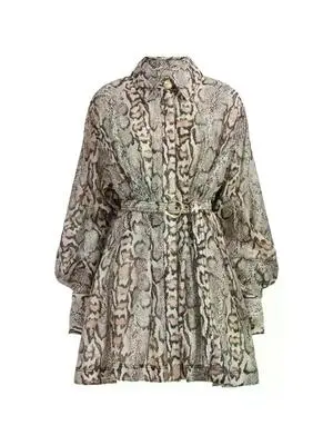 Aje Murphie Snake-print Mini Dress - Brown