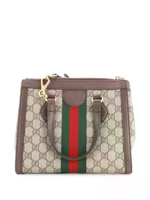 Gucci Ophidia Top Handle Gg Coated Canvas Small Tote Bag - Brown