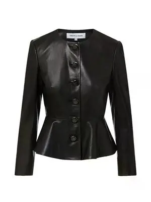 Veronica Beard Quinn Peplum Leather Jacket