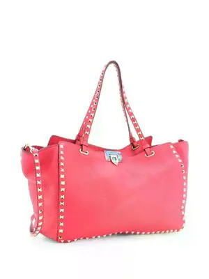 Valentino Garavani Rockstud Pebbled Leather Medium Tote Bag - Pink