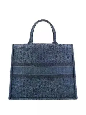 Dior Book Oblique Denim Large Tote Bag - Blue
