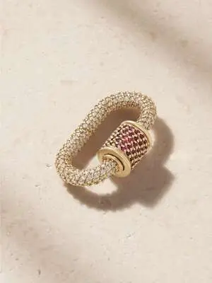 MARLA AARON Allstone Lock 14-karat Gold, Diamond And Ruby Pendant - Red