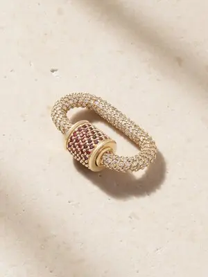 MARLA AARON Allstone Lock 14-karat Gold, Diamond And Ruby Pendant