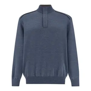 Paul & Shark Merino Wool Half-zip Sweater With Alcantara® Details - Versilia